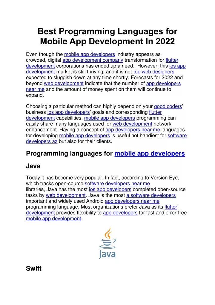 PPT - Best Programming Languages For Mobile App Development In 2022 ...
