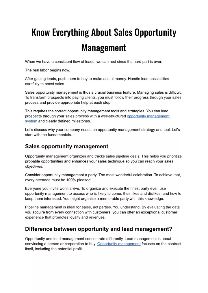 PPT - Know Everything About Sales Opportunity Management. PowerPoint ...