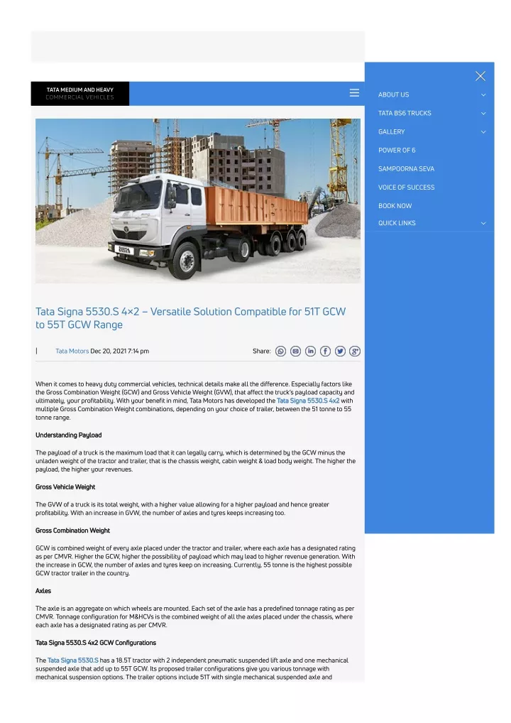 PPT - Tata Signa 5530.S 4x2 - Versatile Solution Compatible for 51T GCW ...