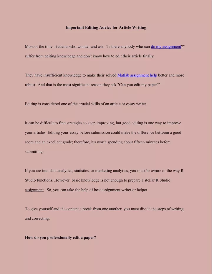 PPT - Important Editing Advice for Article Writing PowerPoint ...