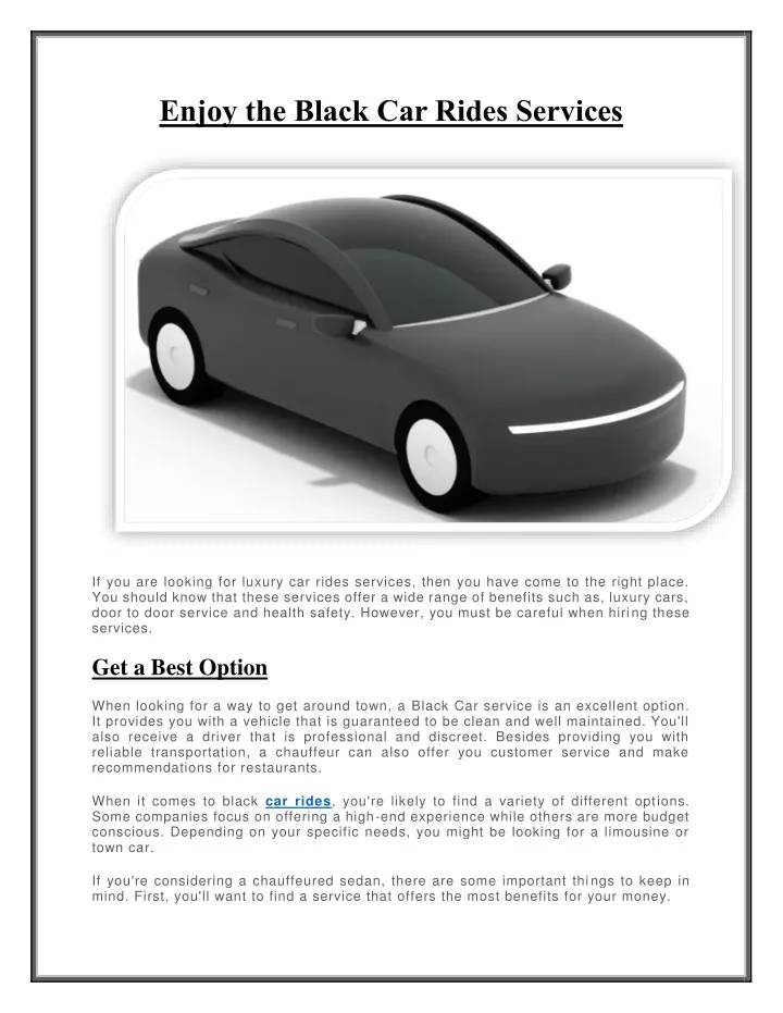 PPT - Enjoy the Black Car Rides Services PowerPoint Presentation, free ...