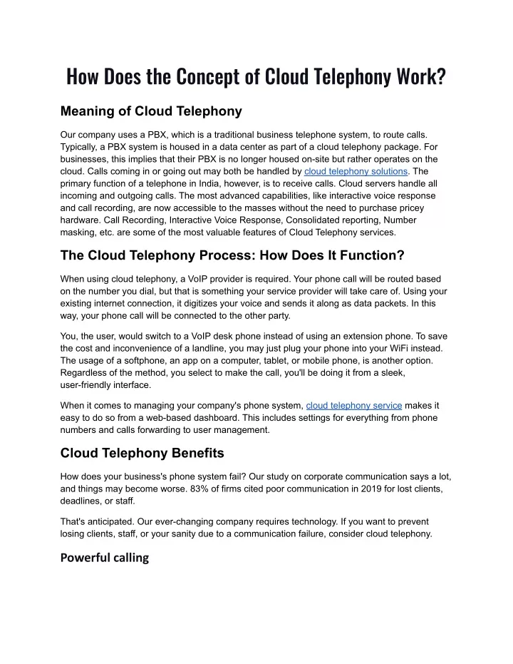 PPT - How does the concept of cloud telephony works.. PowerPoint ...