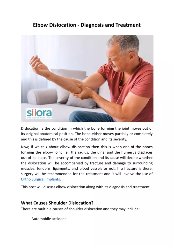 PPT - Elbow Dislocation - Diagnosis and Treatment.docx PowerPoint ...