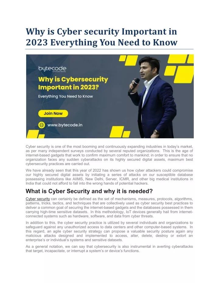PPT - Why is Cyber security Important in 2023 Everything You Need to ...