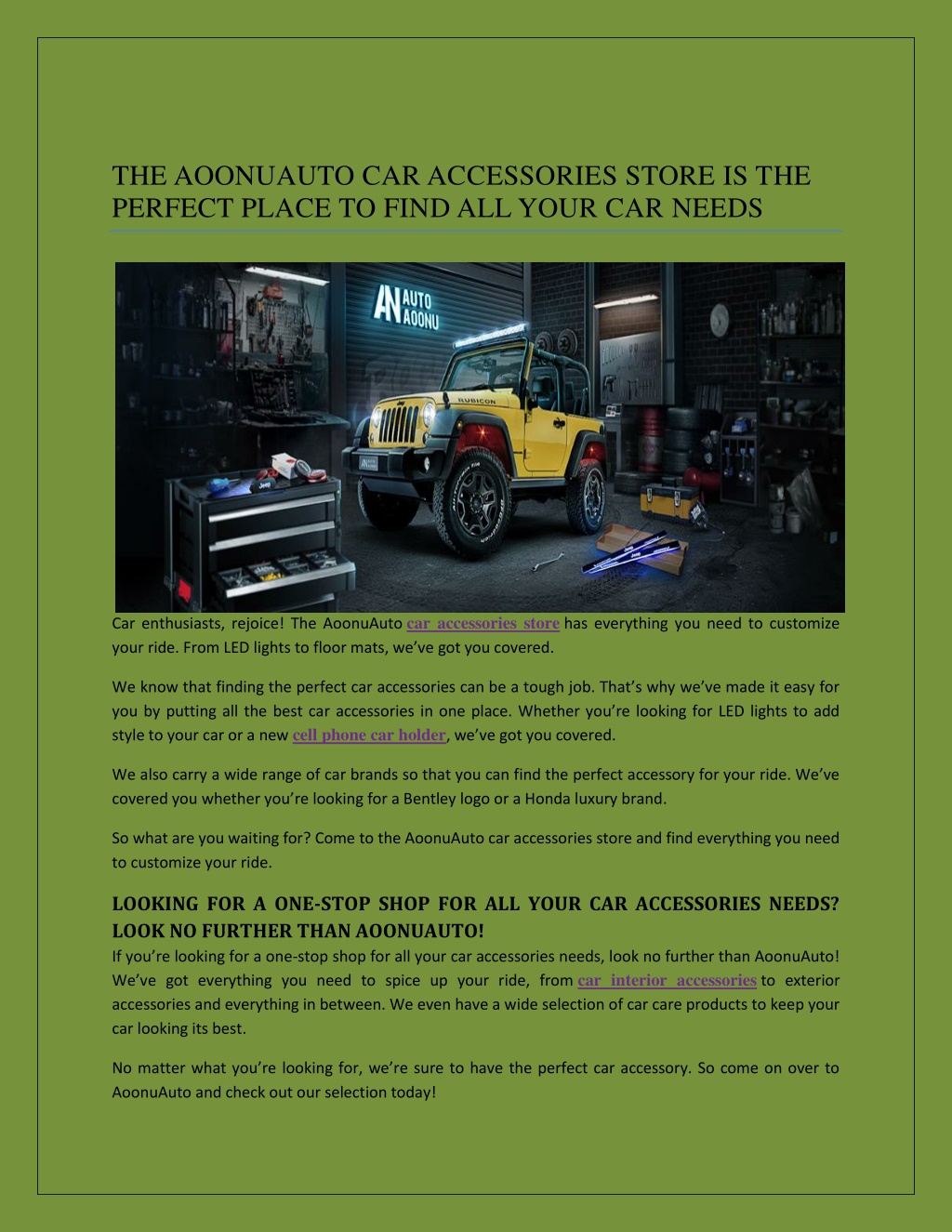 PPT - THE AOONUAUTO CAR ACCESSORIES STORE IS THE PERFECT PLACE TO FIND ALL YOUR CAR NEEDS ...