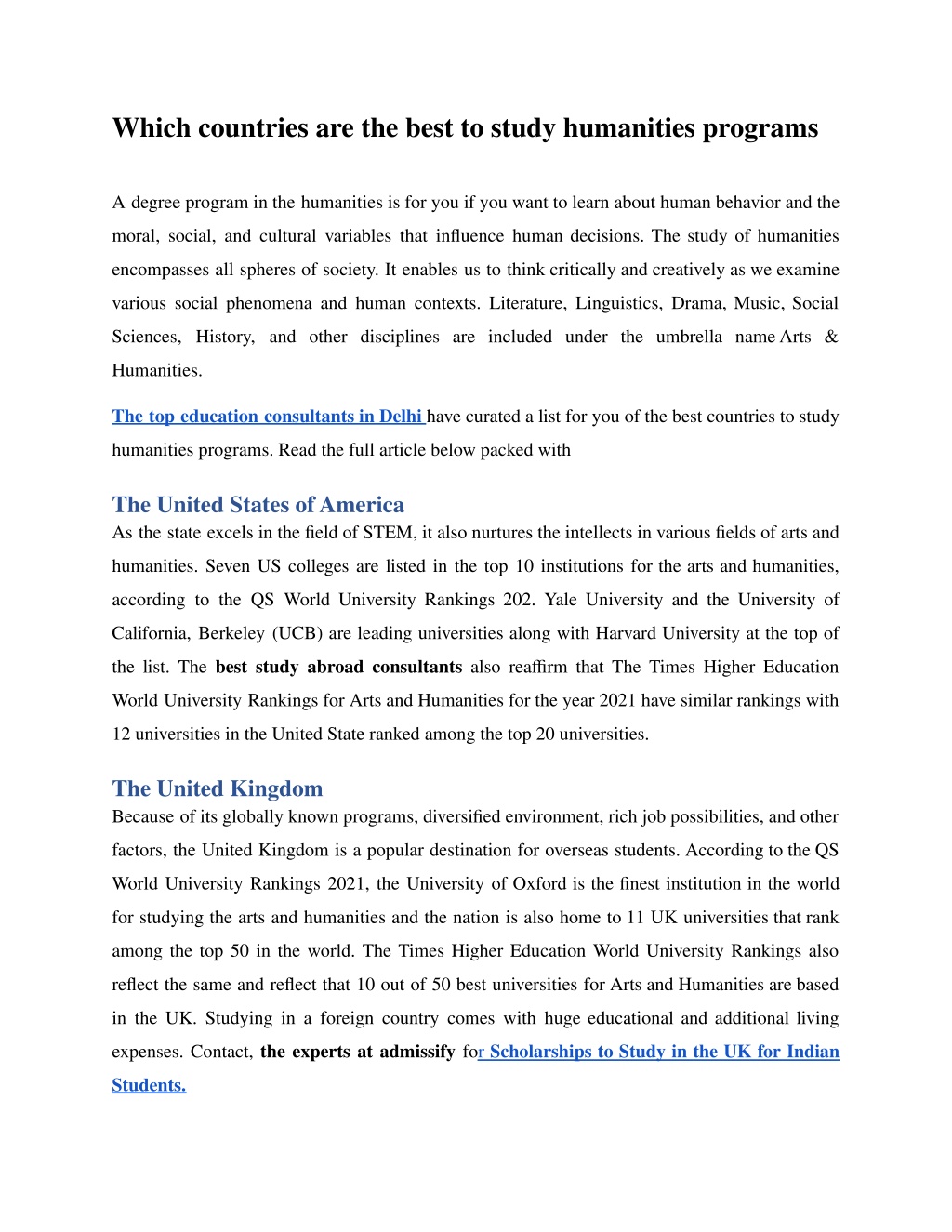 PPT - which countries are the best to study humanities programs ...