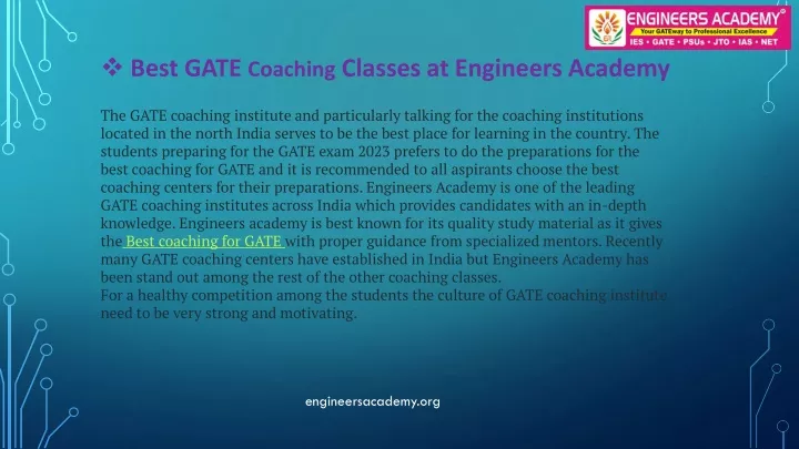 PPT - Best GATE Coaching Classes at Engineers Academy PowerPoint ...