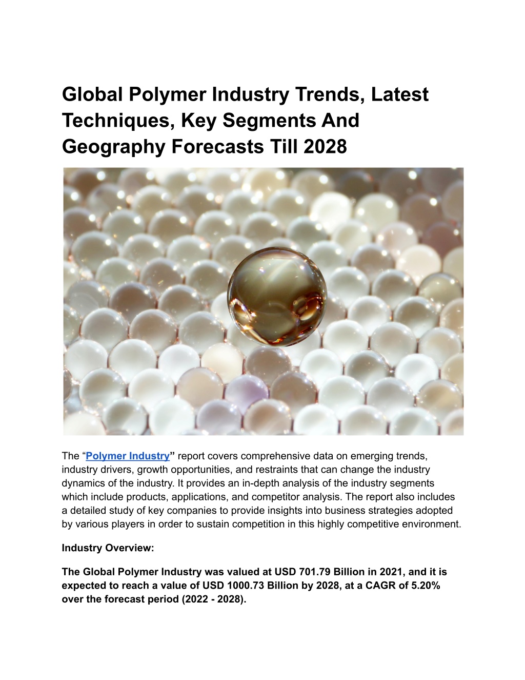 PPT - Global Polymer Industry Trends, Latest Techniques, Key Segments ...