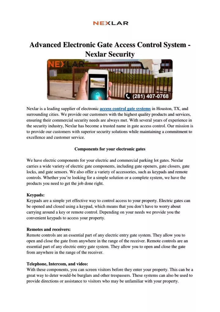 PPT - Advanced Electronic Gate Access Control System - Nexlar Security PowerPoint Presentation ...