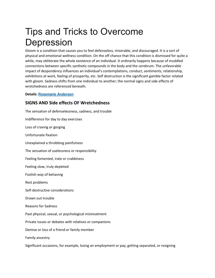 PPT - Tips and Tricks to Overcome Depression PowerPoint Presentation ...