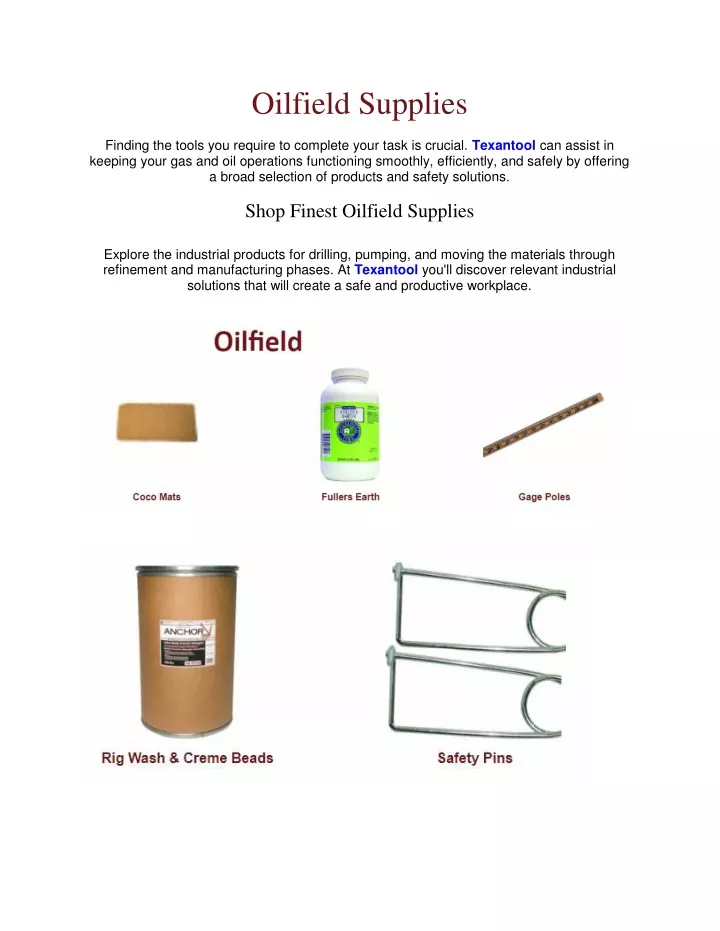 PPT - Oilfield Industrial Supply - Texantool PowerPoint Presentation ...
