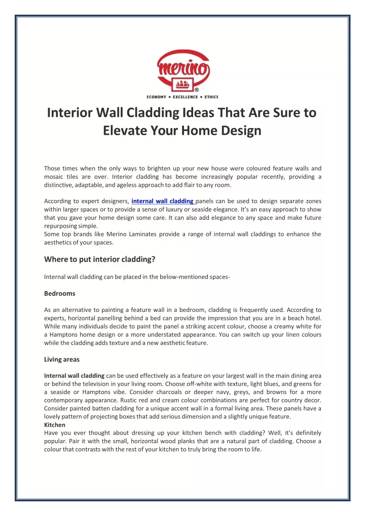 PPT - Interior Wall Cladding Ideas That Are Sure to Elevate Your Home ...