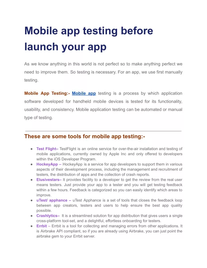 Ppt Mobile App Testing Before Launch Your App Powerpoint Presentation