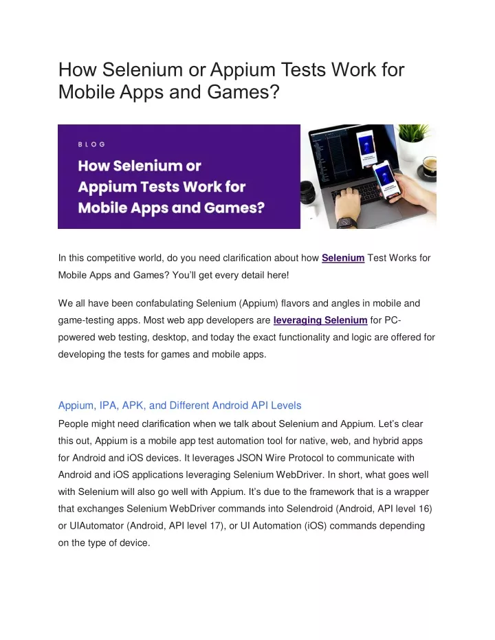 Ppt How Selenium Or Appium Tests Work For Mobile Apps And Games Powerpoint Presentation Id
