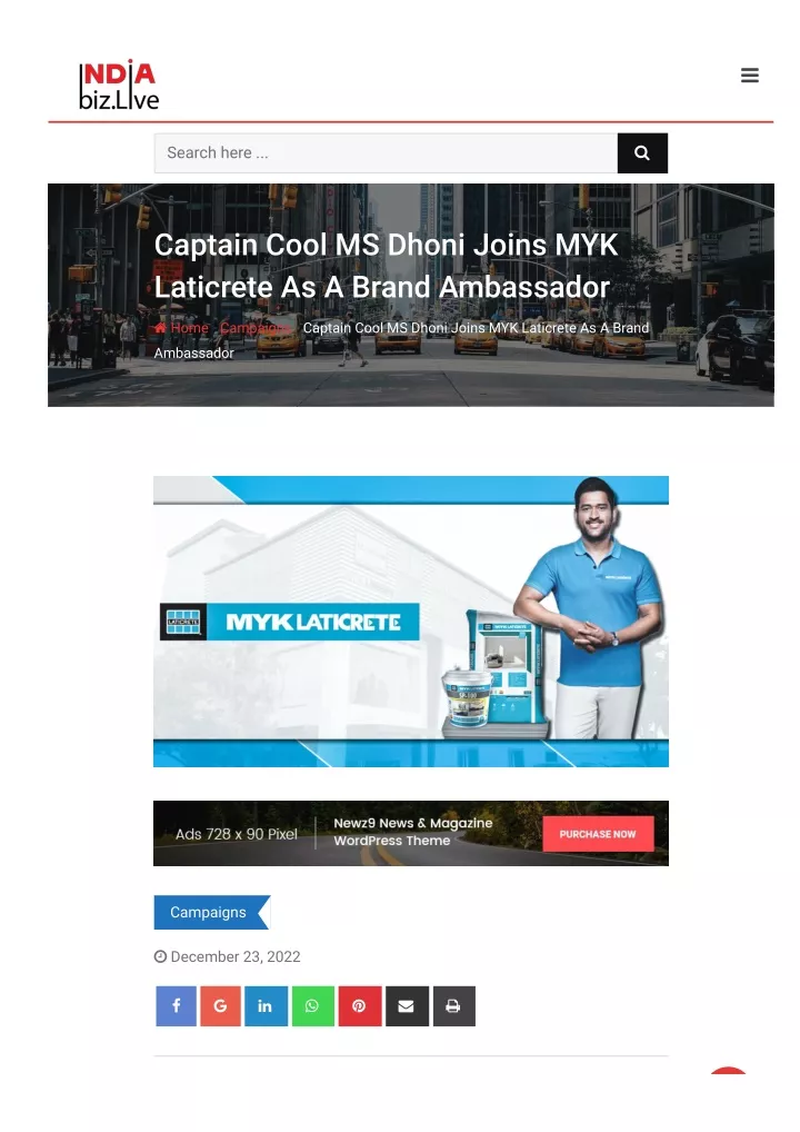 PPT - Captain Cool MS Dhoni Joins MYK Laticrete As A Brand Ambassador ...