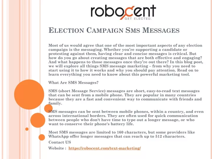 PPT - Election Campaign Sms Messages PowerPoint Presentation, free ...