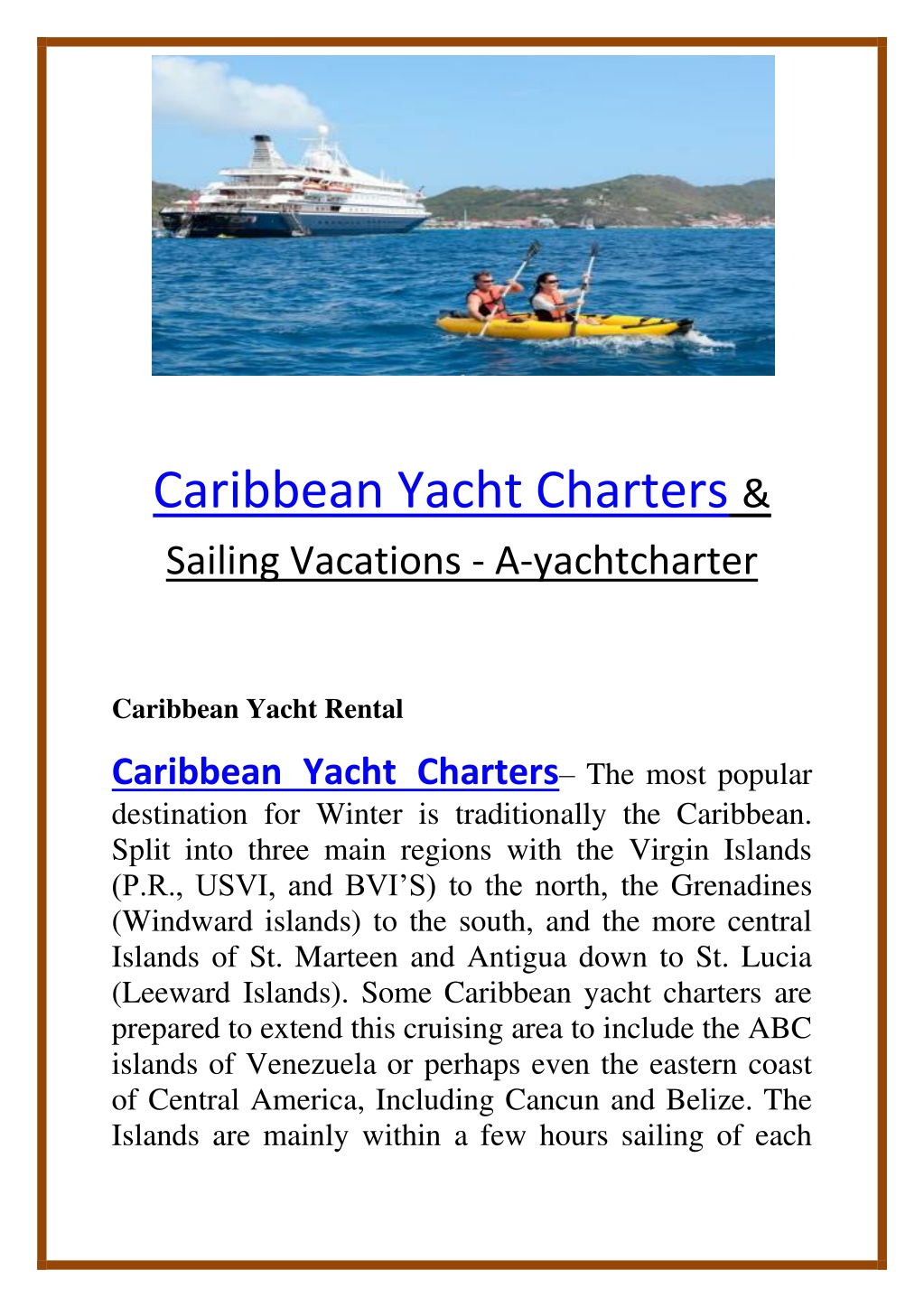 PPT - Caribbean Yacht Charters & Sailing Vacations - A-yachtcharter ...