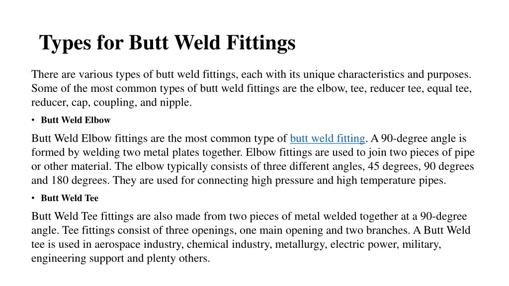 PPT - What are the Different Types of Butt-weld Fittings? PowerPoint ...