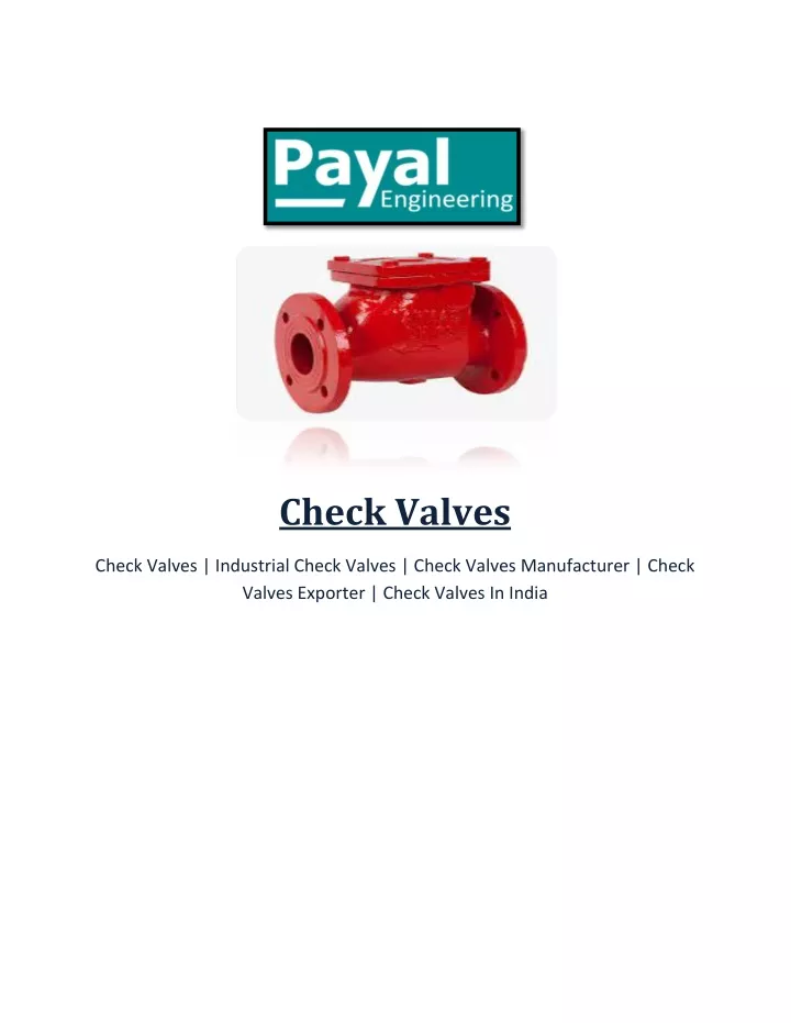 PPT - Check Valves payal PowerPoint Presentation, free download - ID ...