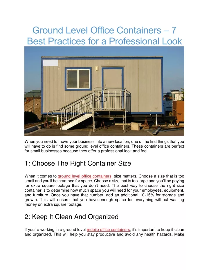 PPT - Ground level office containers PowerPoint Presentation, free ...