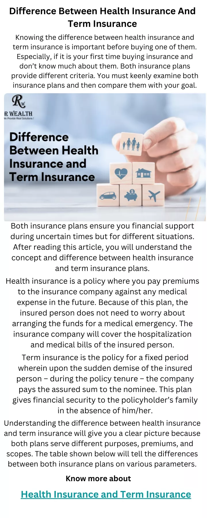 PPT - Difference Between Health Insurance And Term Insurance PowerPoint ...