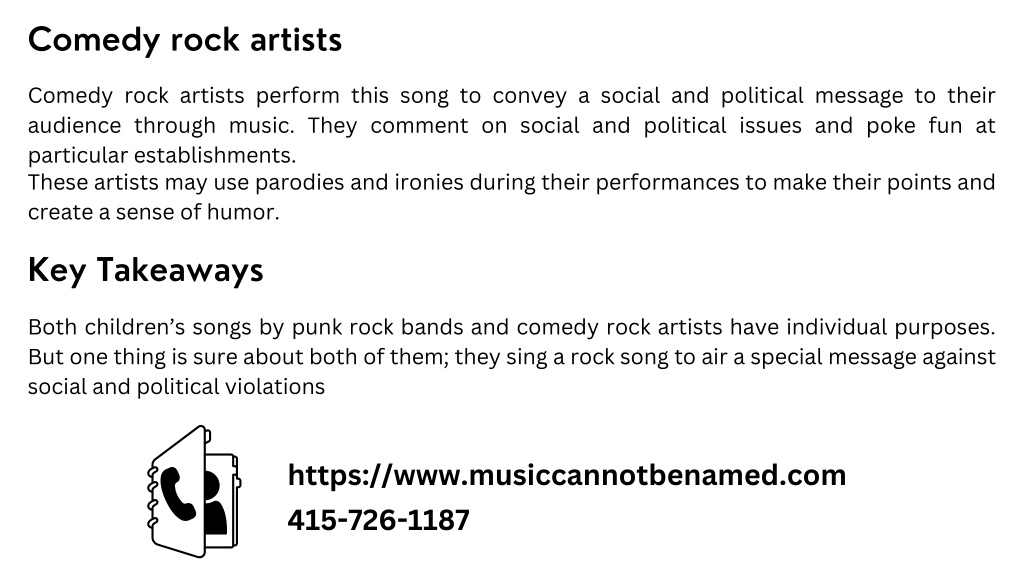 PPT - What about Children’s Songs by Punk Rock Bands and Comedy Rock ...