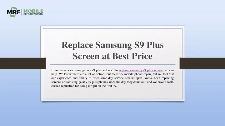 PPT - Replace Samsung S9 Plus Screen at Best Price ...