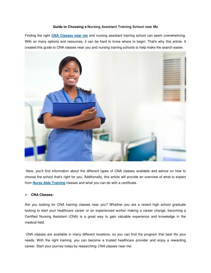 PPT - Guide to Choosing a Nursing Assistant Training School near Me ...