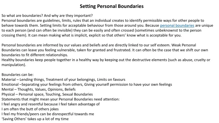 PPT - Setting Personal Boundaries PowerPoint Presentation, free download - ID:11848893