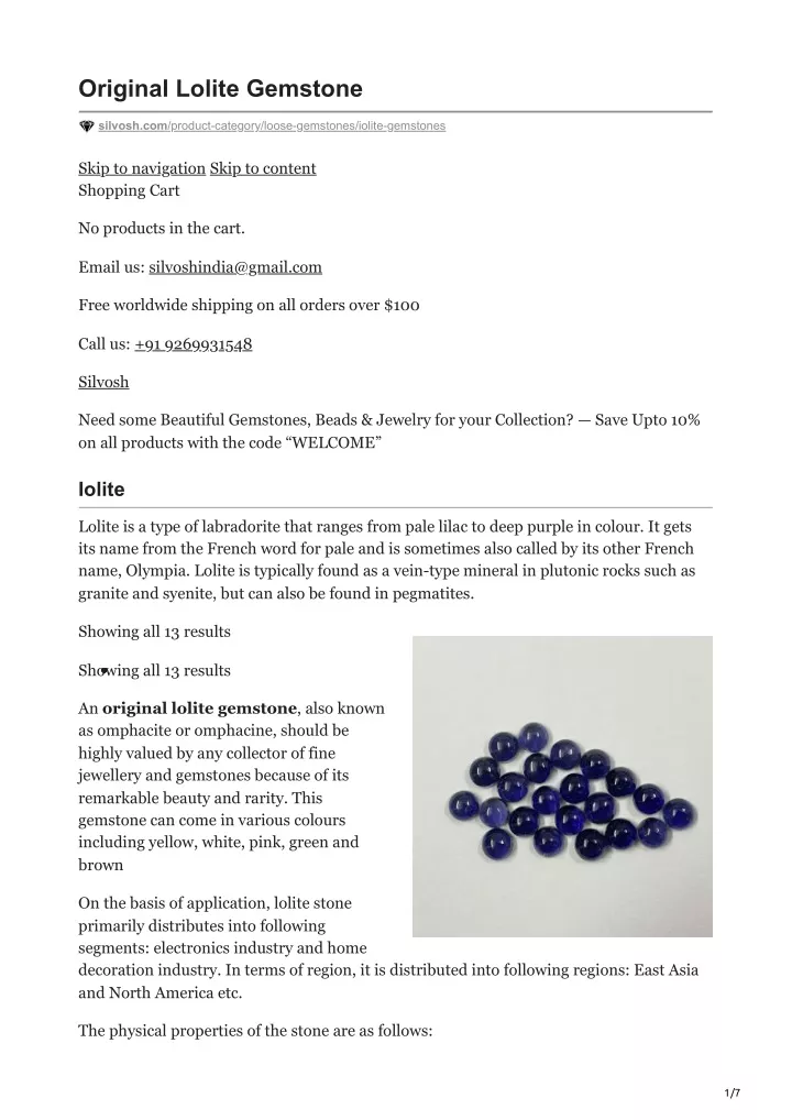 PPT - silvosh.com-Original Lolite Gemstone PowerPoint Presentation ...