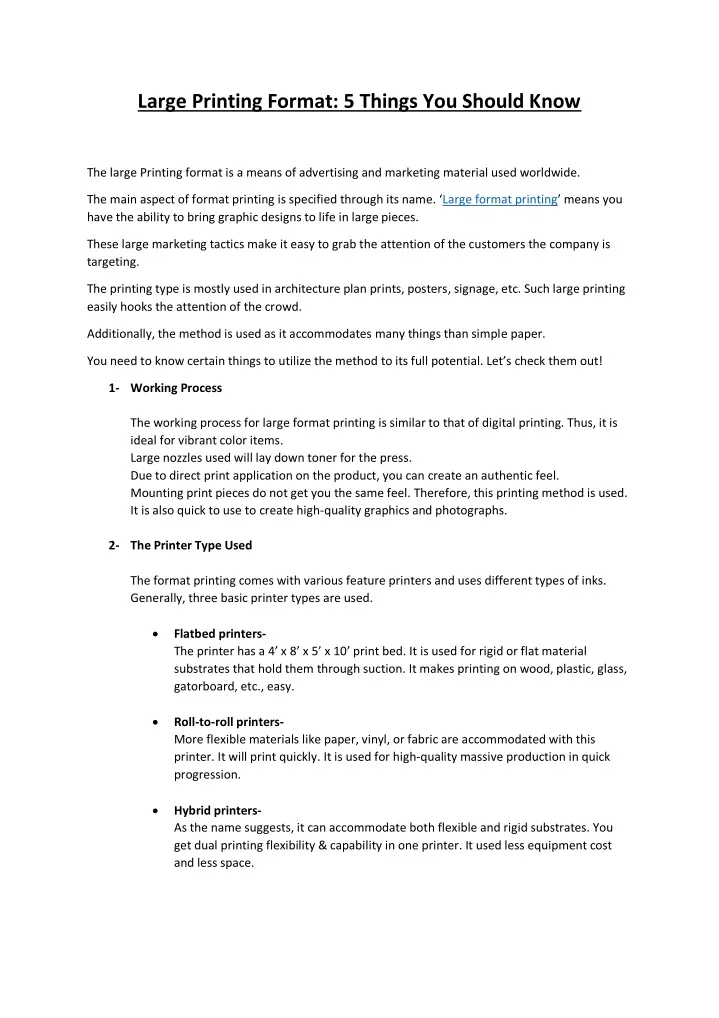 PPT - Large Printing Format-5 Things You Should Know PowerPoint ...