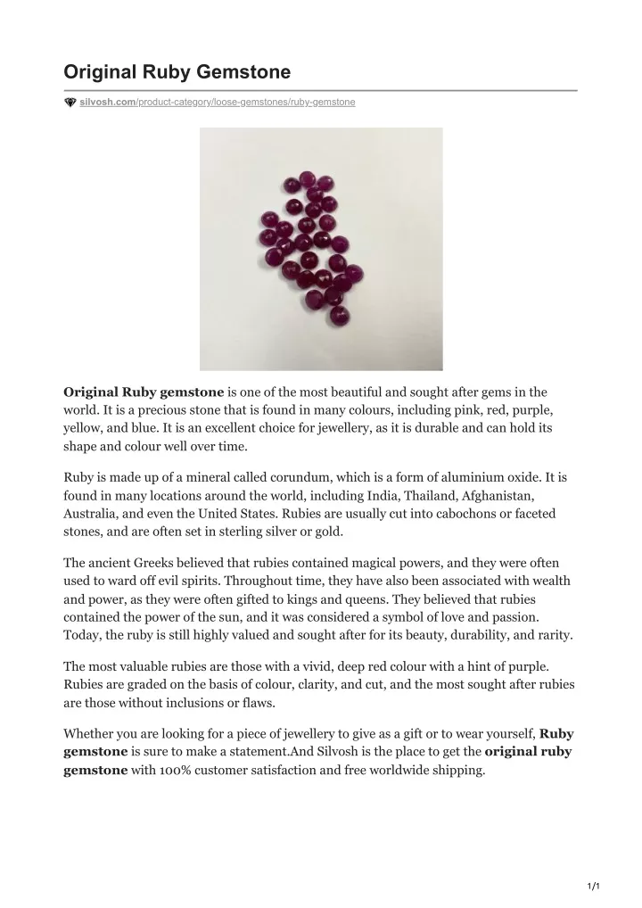 PPT - silvosh.com-Original Ruby Gemstone PowerPoint Presentation, free ...