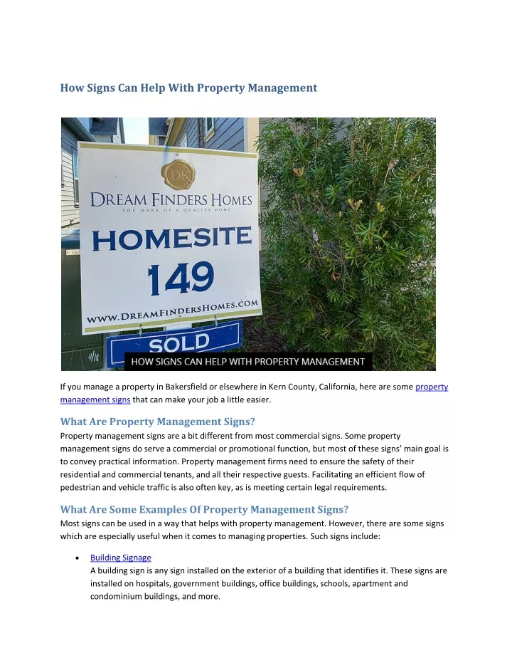 PPT - How Signs Can Help With Property Management PowerPoint ...