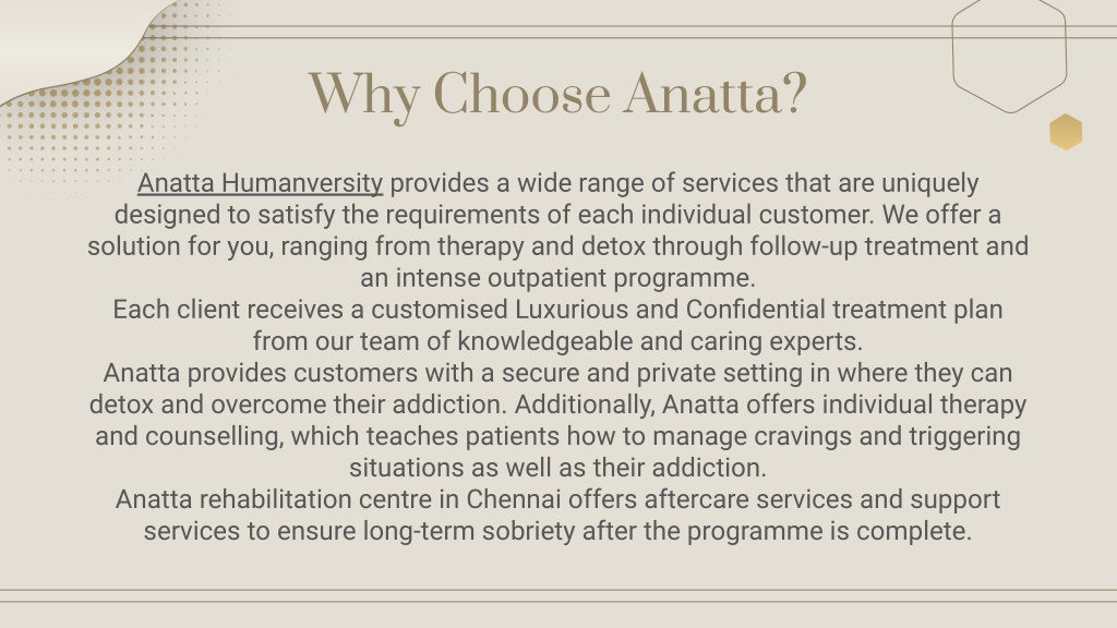 PPT - Drug & Alcohol Rehabilitation Centre - Anatta Rehabilitation ...