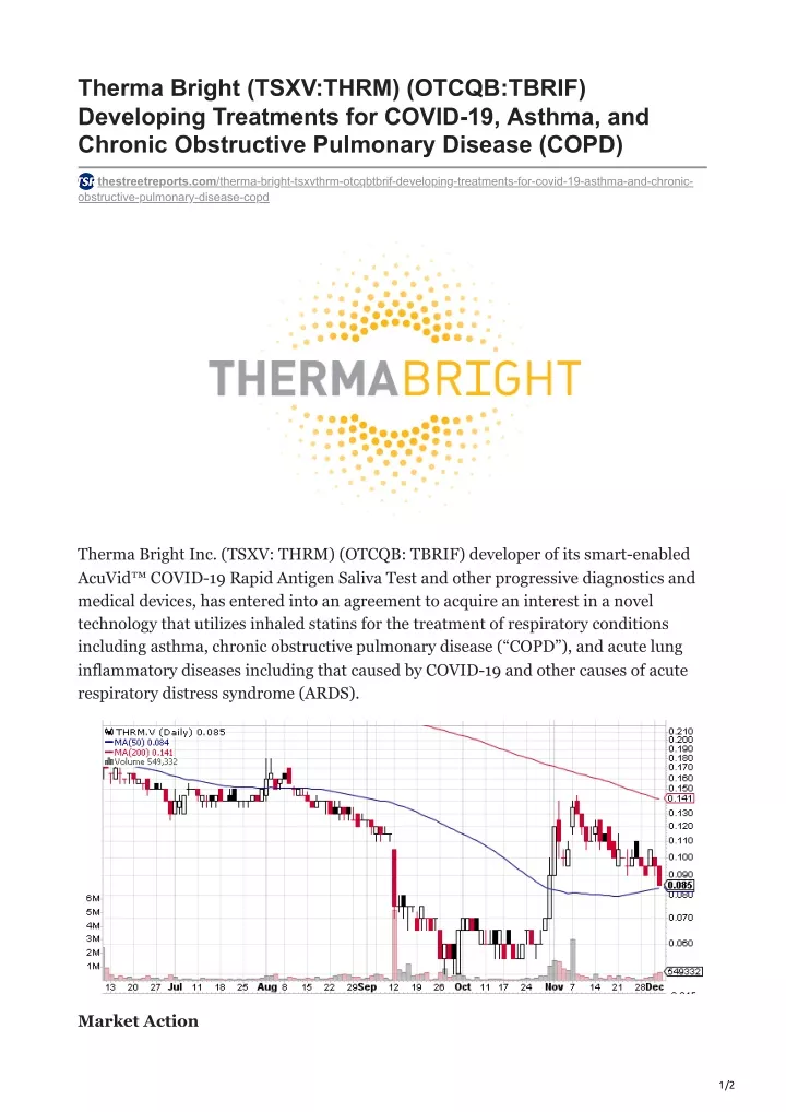 PPT - Therma Bright (TSXV:THRM) (OTCQB:TBRIF) Developing Treatments for ...