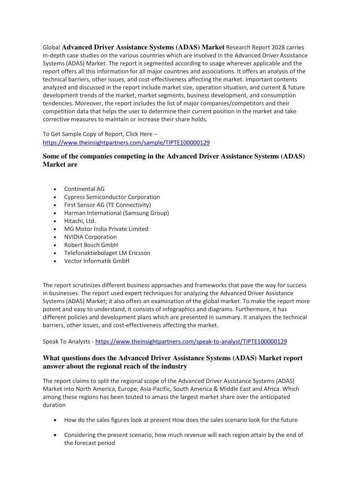 PPT - Advanced Driver Assistance Systems (ADAS) PowerPoint Presentation ...