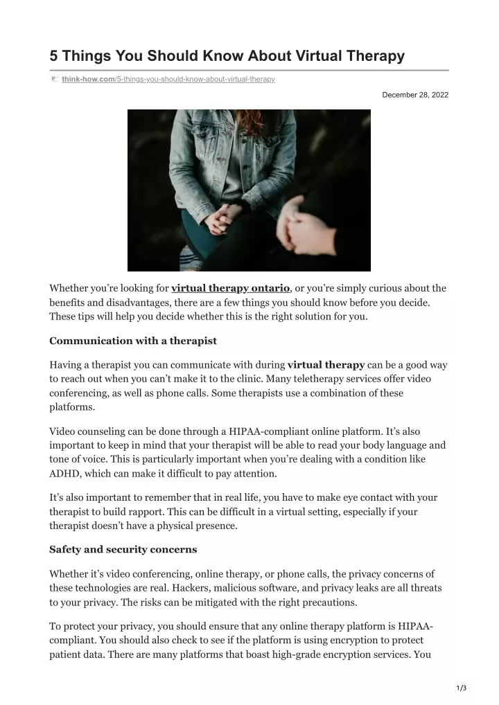 PPT - think-how.com-5 Things You Should Know About Virtual Therapy PowerPoint Presentation - ID ...