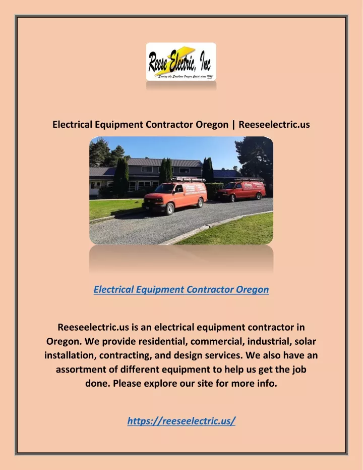 PPT - Electrical Equipment Contractor Oregon | Reeseelectric.us ...