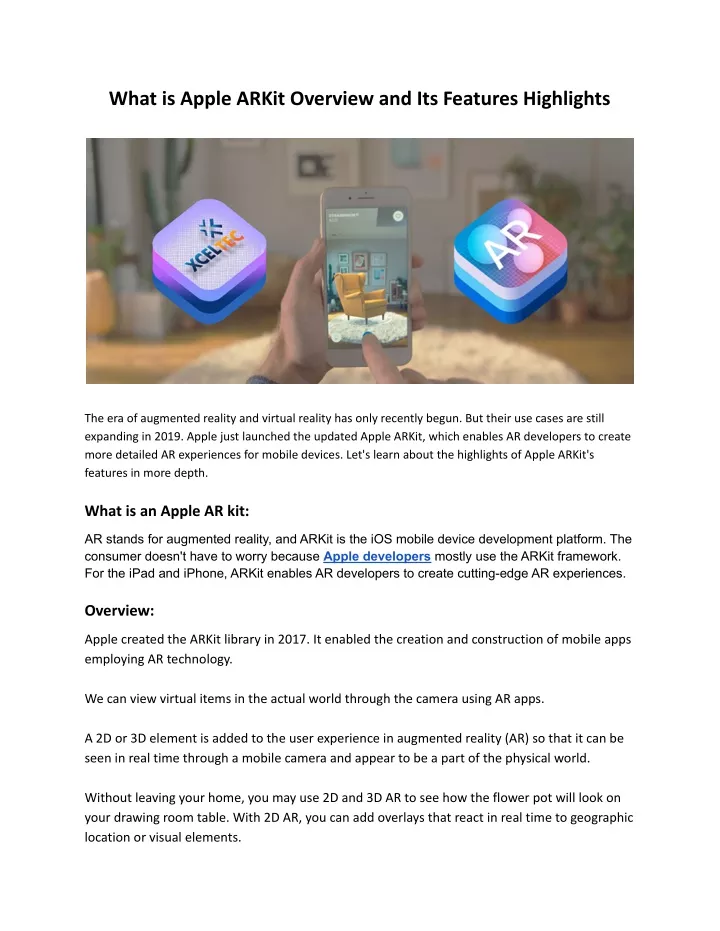 PPT - What is Apple ARKit Overview and Its Features Highlights PowerPoint Presentation - ID:11854899