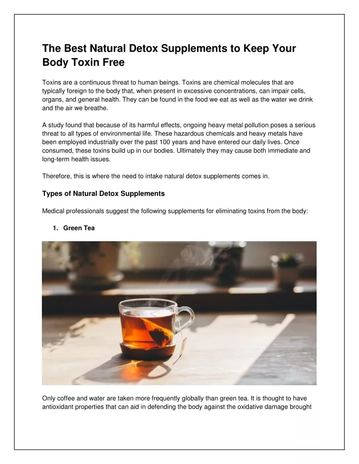 Ppt The Best Natural Detox Supplements To Keep Your Body Toxin Free