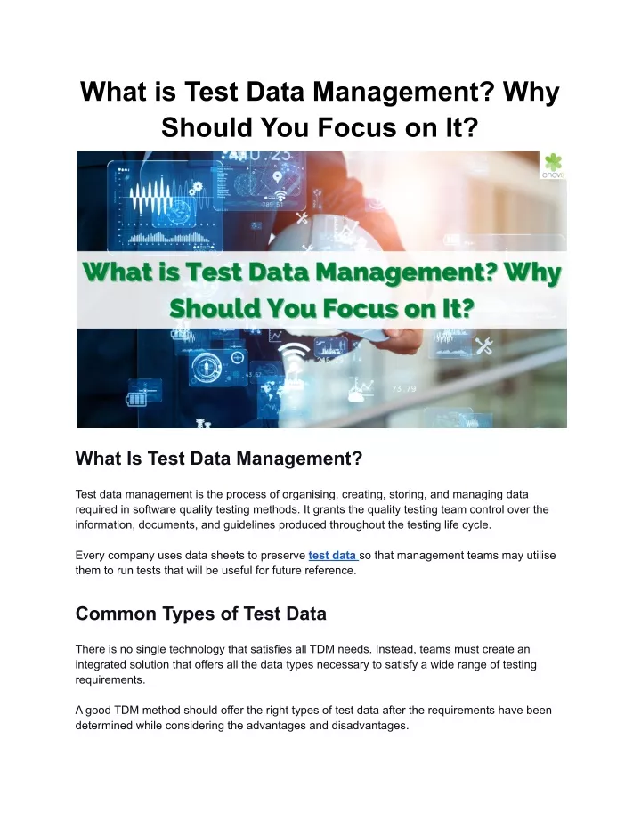 PPT - What is Test Data Management? Why Should You Focus on It ...