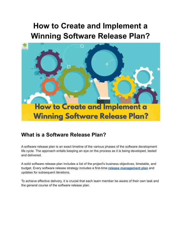 PPT - How to Create and Implement a Winning Software Release Plan ...
