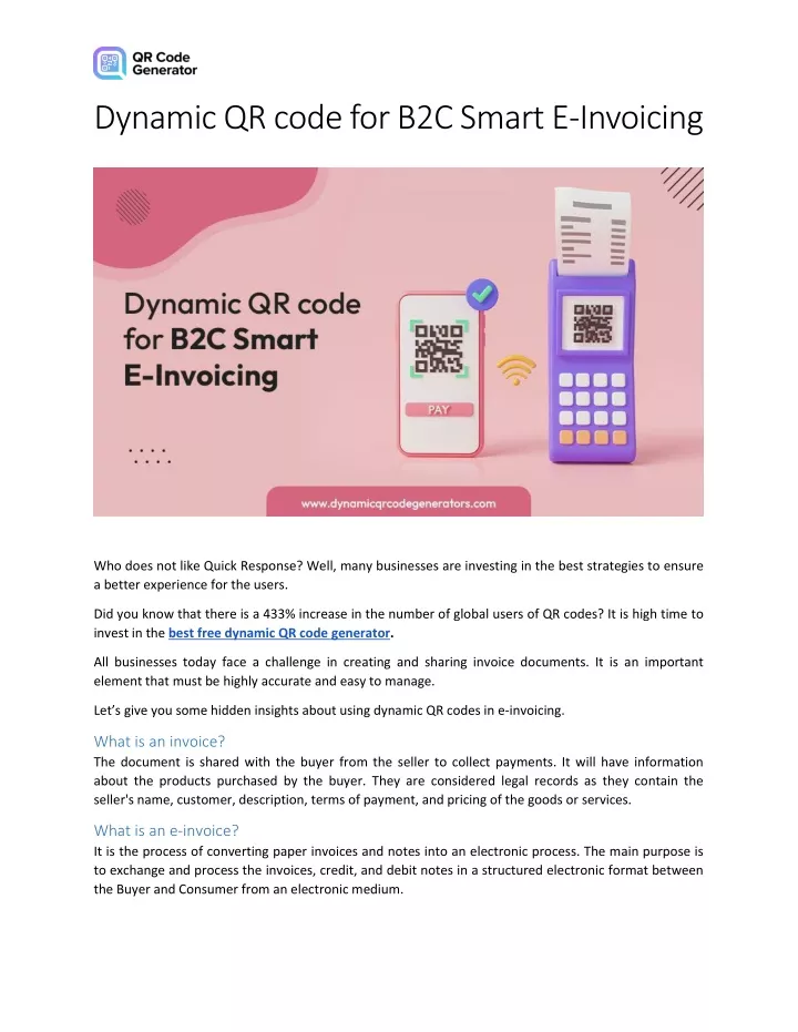 PPT - Dynamic QR code for B2C Smart E-Invoicing PowerPoint Presentation - ID:11856739