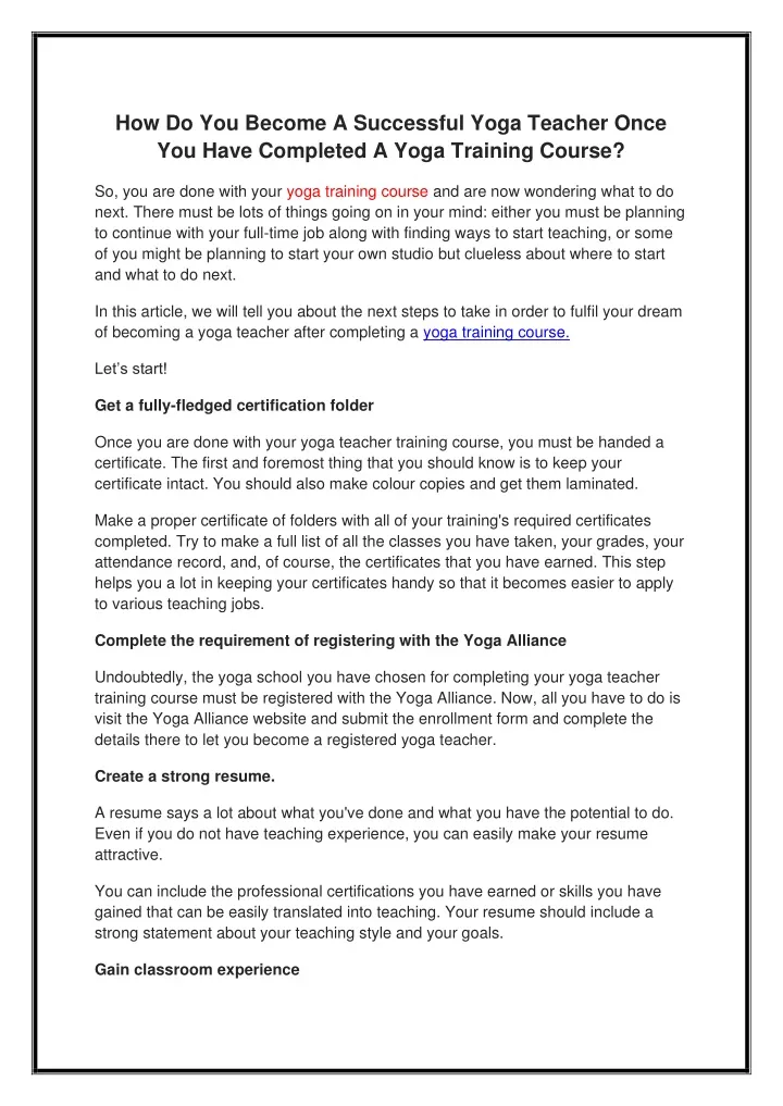 Ppt How Do You Become A Successful Yoga Teacher Once You Have