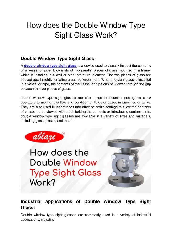 PPT - How does the Double Window Type Sight Glass Work PowerPoint ...
