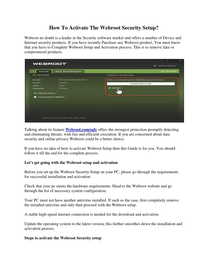 PPT - How To Activate The Webroot Security Setup? PowerPoint Presentation - ID:11860230