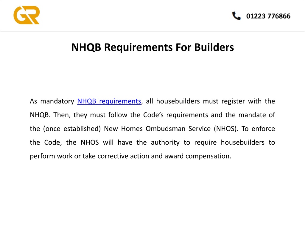PPT - Mandatory NHQB Requirements To Become A Registered Housebuilder ...