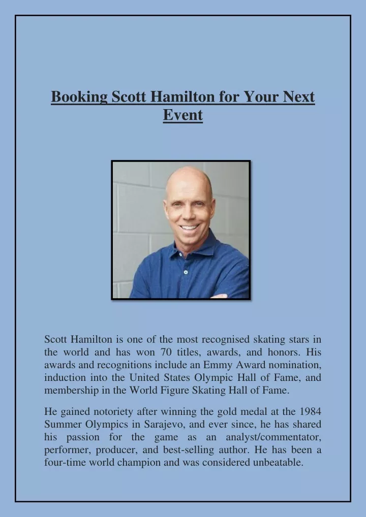 PPT - Plans for Scott Hamilton at Your Next Event PowerPoint ...