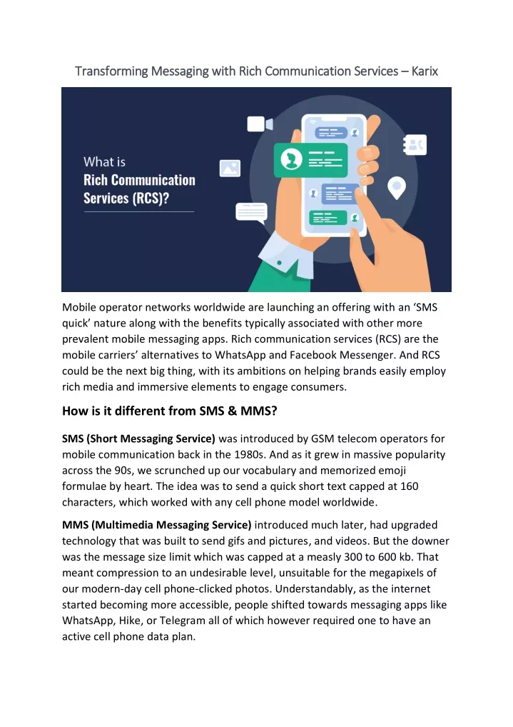 PPT - Transforming Messaging With Rich Communication Services - Karix ...