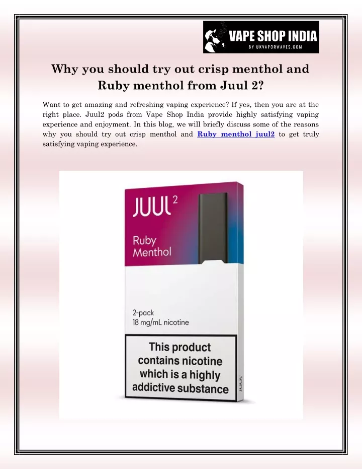 PPT - Ruby menthol juul 2 PowerPoint Presentation, free download - ID ...